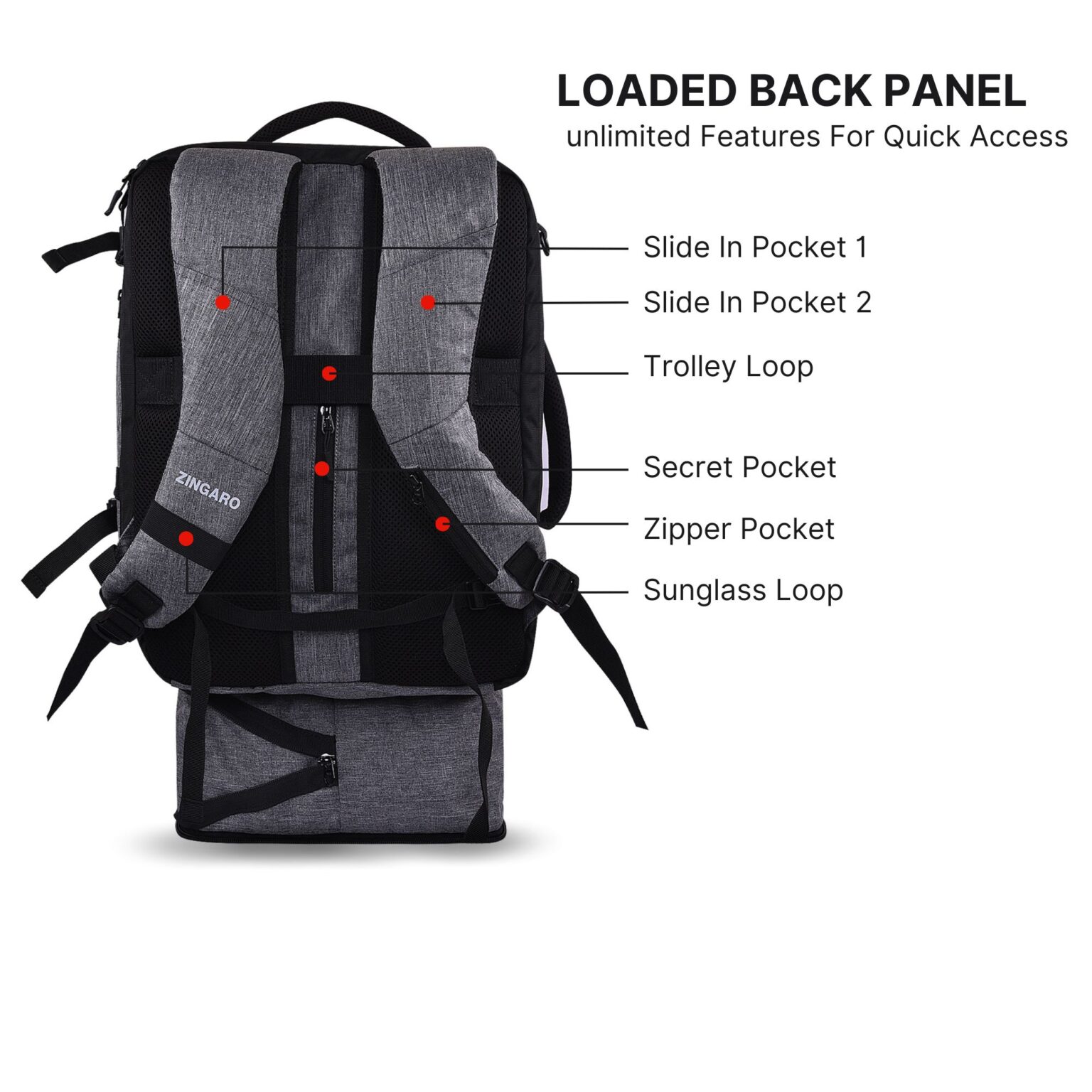 Grey Multi-purpose Backpack Travel Bag With Laptop Sleeve